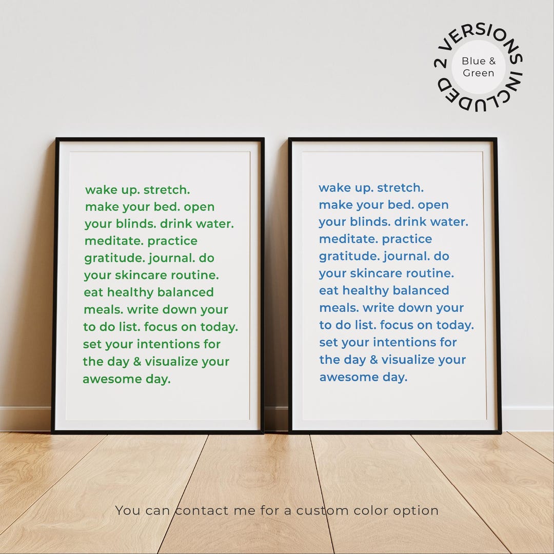 Morning Routine | Motivational Quote Poster | Daily Habits & Intentions ...