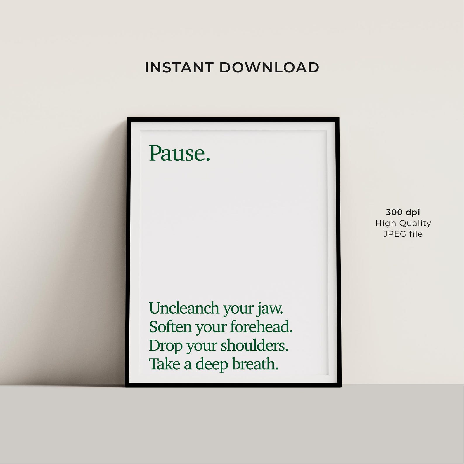 Pause & Breathe | Relaxing Printable Wall Art | Calming Quote Poster ...