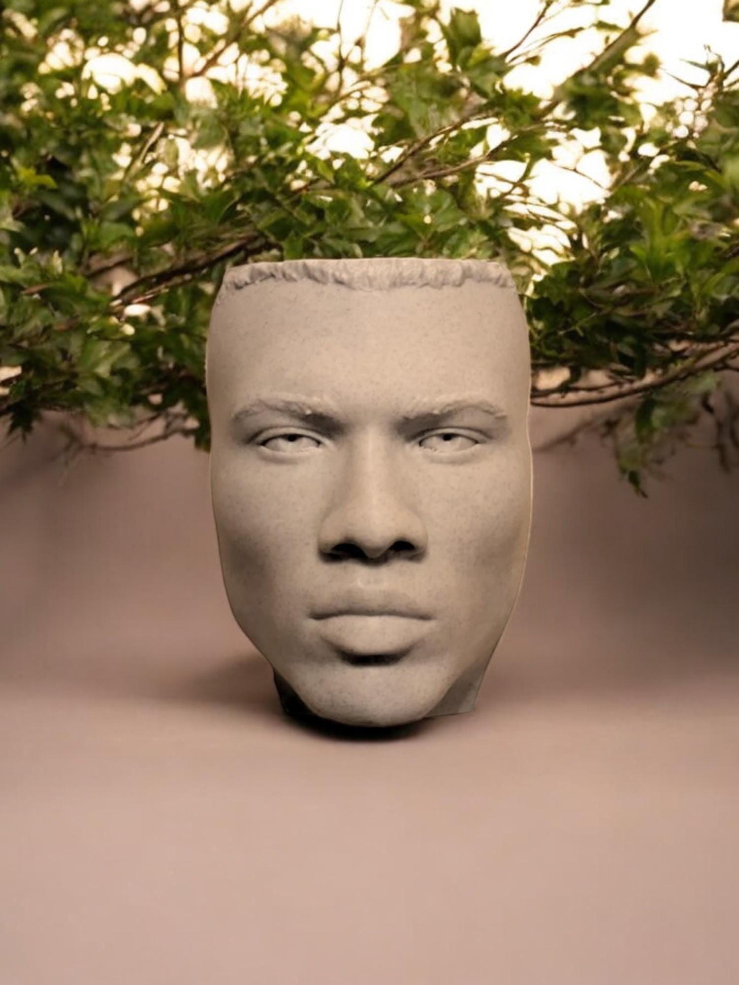 African Wall Face Planter, Black Man Flower Pot, Hanging Garden Decor ...