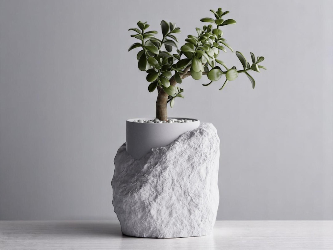 Garden Rock Flowerpot, Stone-inspired Planter, Succulent Cacti ...