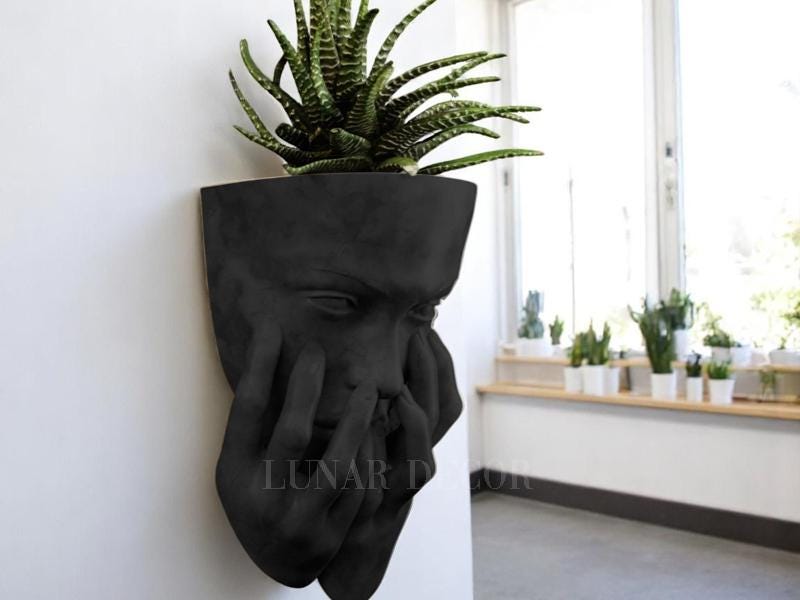 Crying Woman Wall Planter, Emotional Face Mask Planter, Indoor ...
