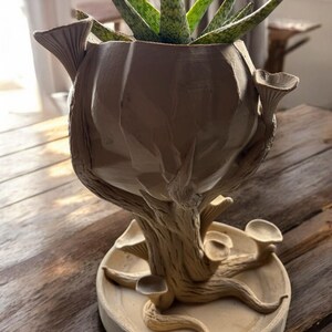 Mushroom Vase Planter Goblet, Unique Flower Pot Chalice, Sprouting ...