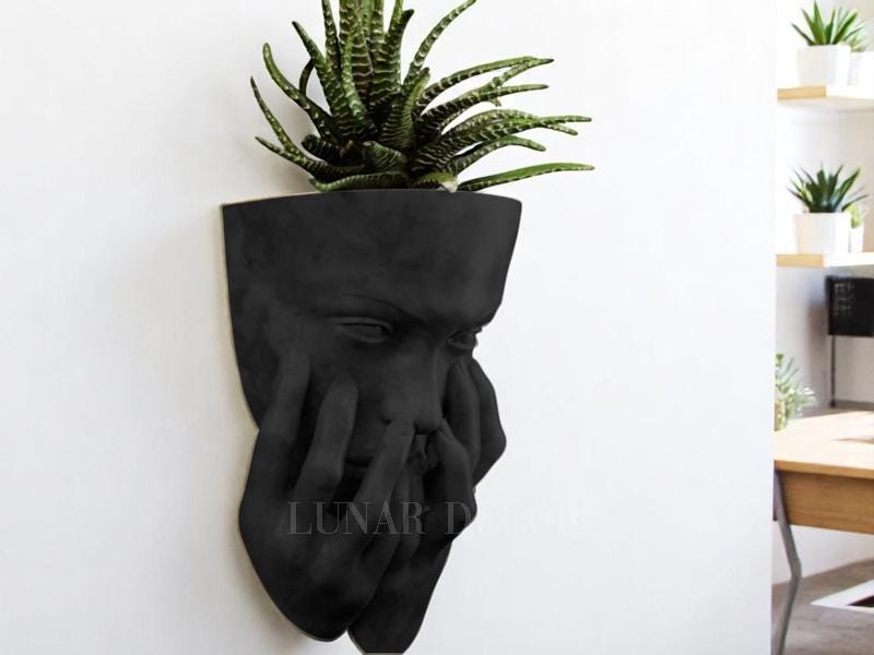 Crying Woman Wall Planter, Emotional Face Mask Planter, Indoor ...