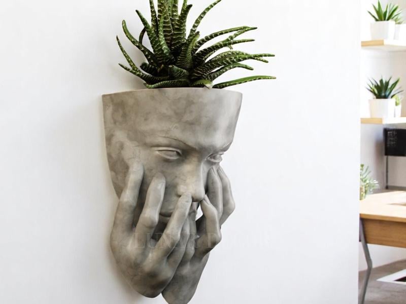 Crying Woman Wall Planter, Emotional Face Mask Planter, Indoor ...