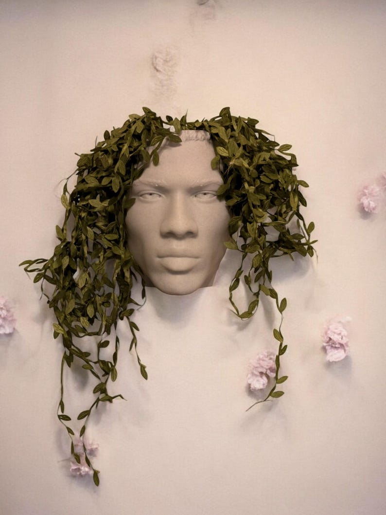 African Wall Face Planter, Black Man Flower Pot, Hanging Garden Decor ...