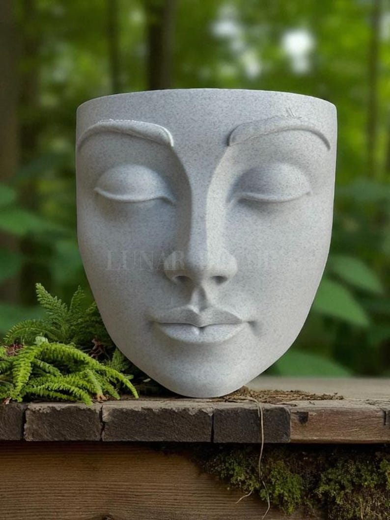 Serene Woman Wall Planter, Modern Face Mask Planter, Indoor & Outdoor ...