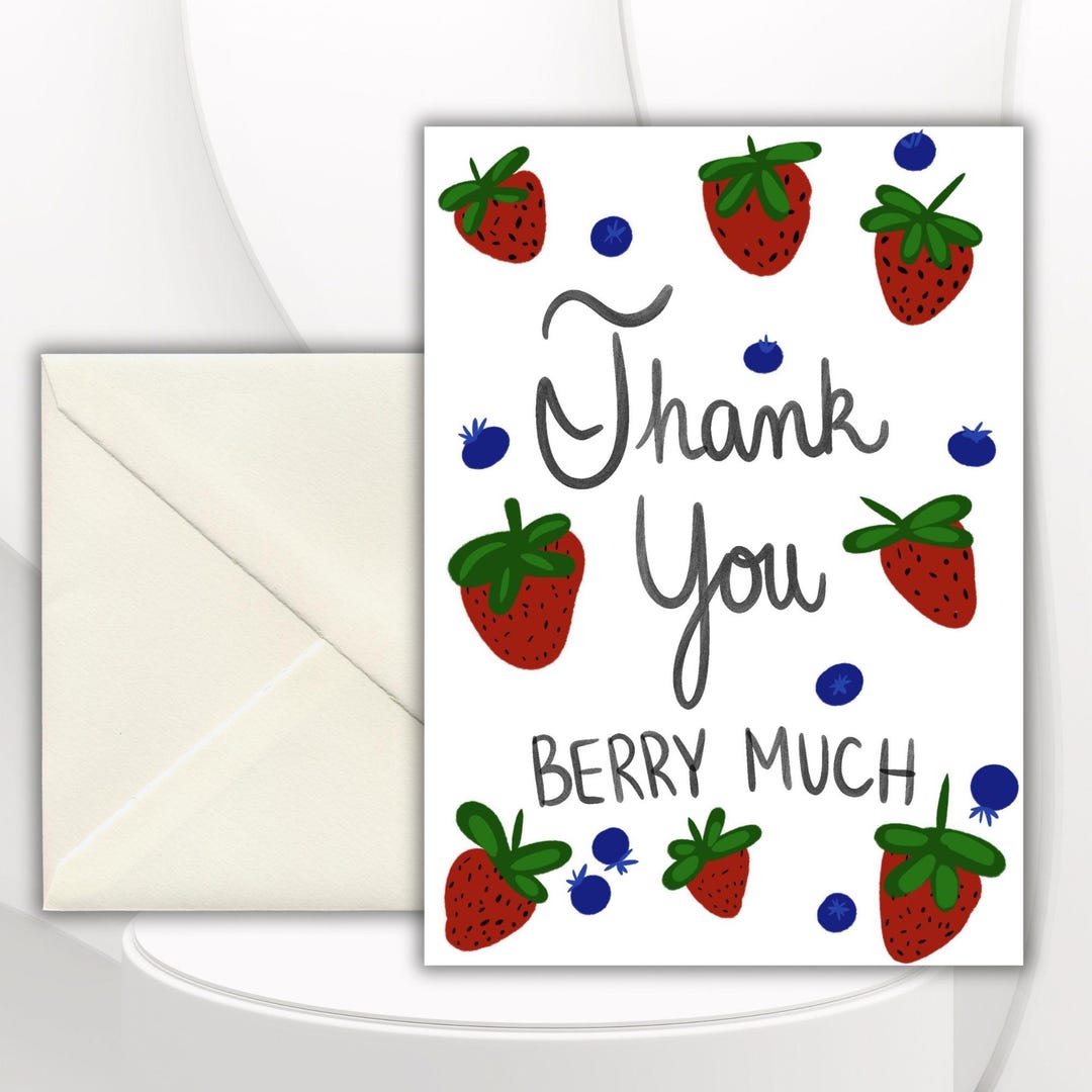 Printable Very Berry Digital Thank You Card Digital Appreciation Card ...