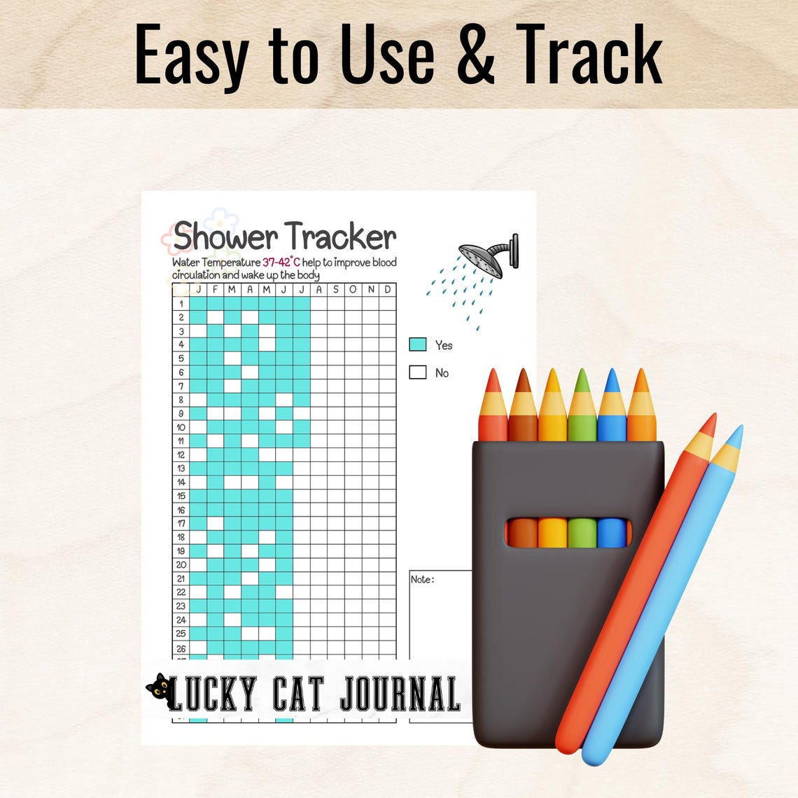 Shower Tracker: Printable Hygiene Routine Log, Health Journal Sheet ...
