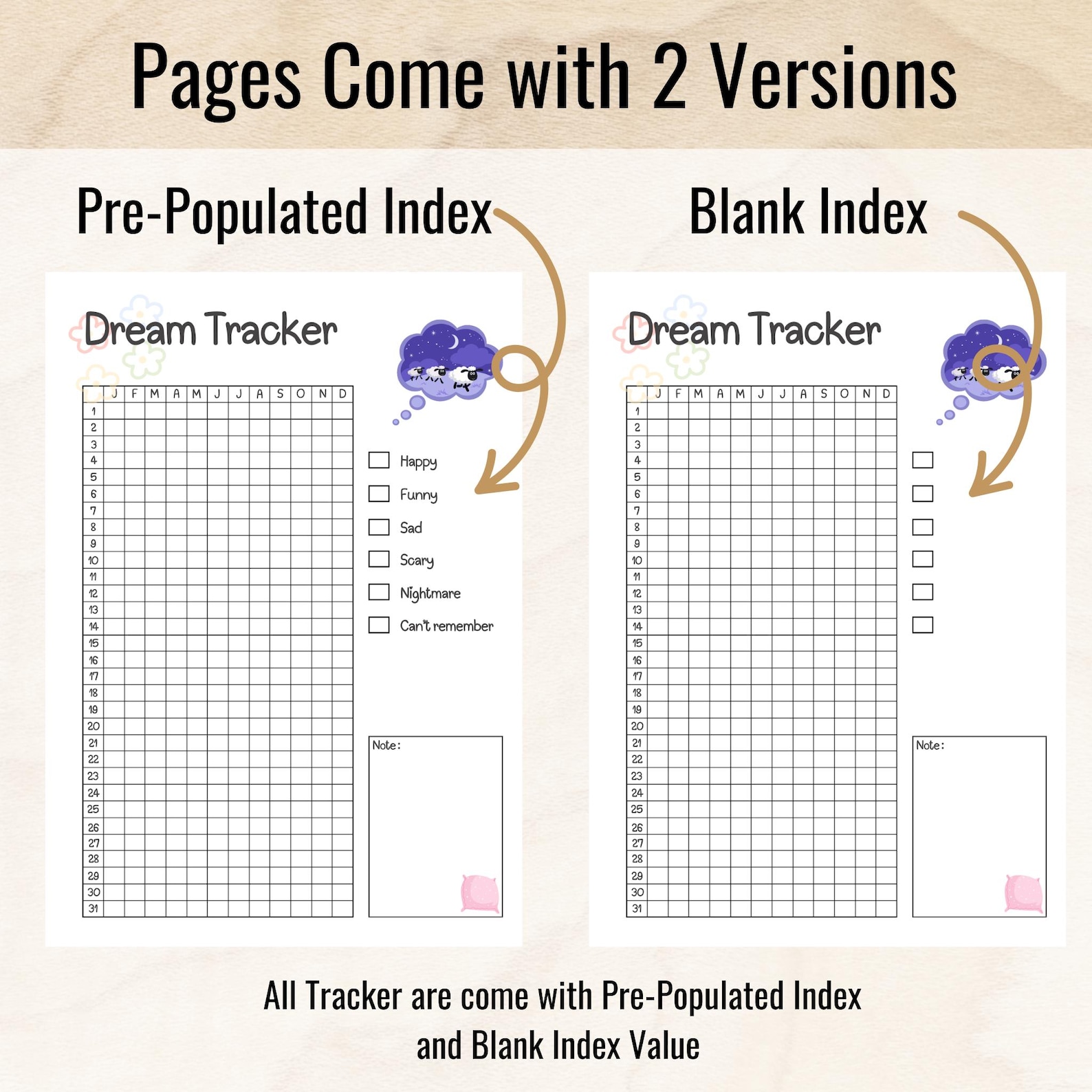 Dream Tracker, Sleep Tracker, Printable Planner Page, Dream Log, Dream ...