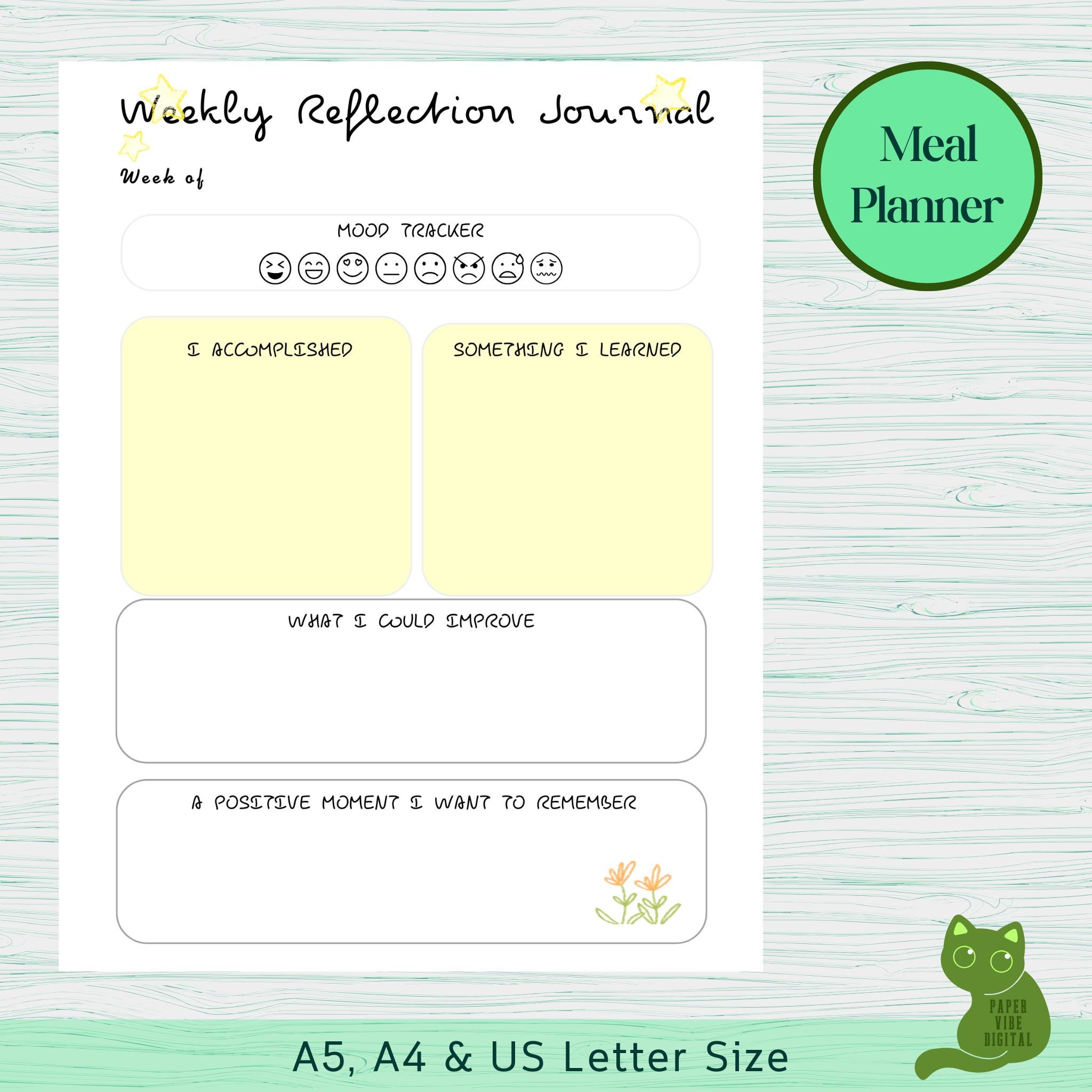 Weekly Reflection Journal Printable: Mindfulness, Gratitude ...