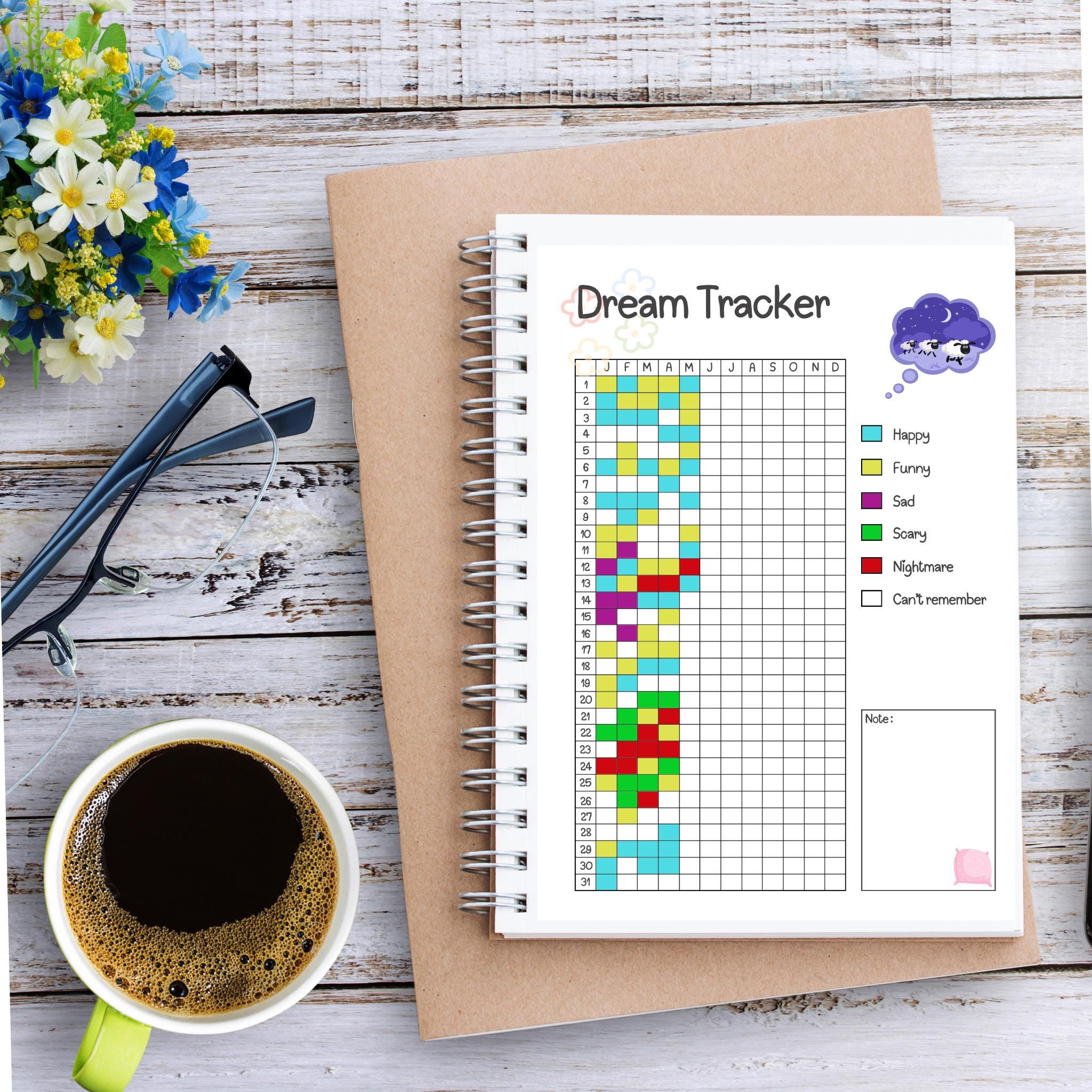 Dream Tracker, Sleep Tracker, Printable Planner Page, Dream Log, Dream ...