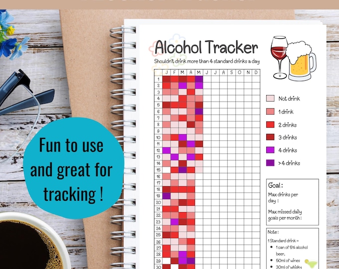 Alcohol Tracker | Printable Journal Page | Planner Page | Monthly ...