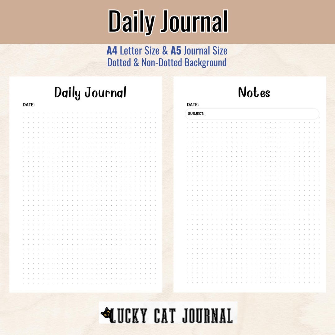 Daily Journal Printable, Daily Journal Sheet, Digital Daily Journal ...