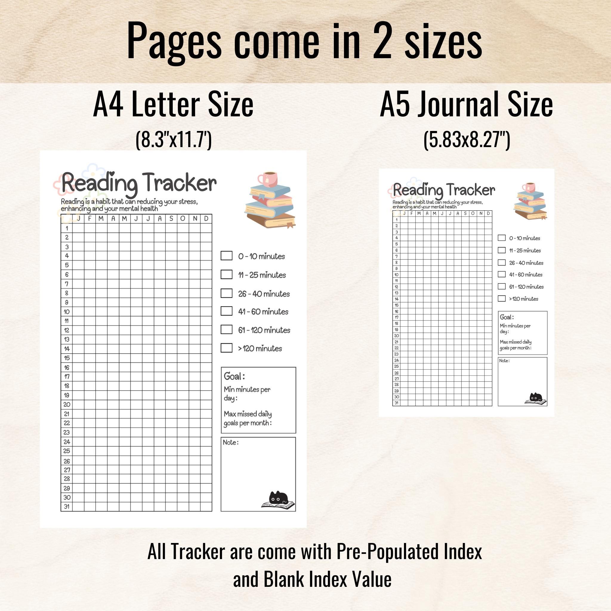 Reading Tracker: Printable Reading Log, Time Management Journal - Etsy