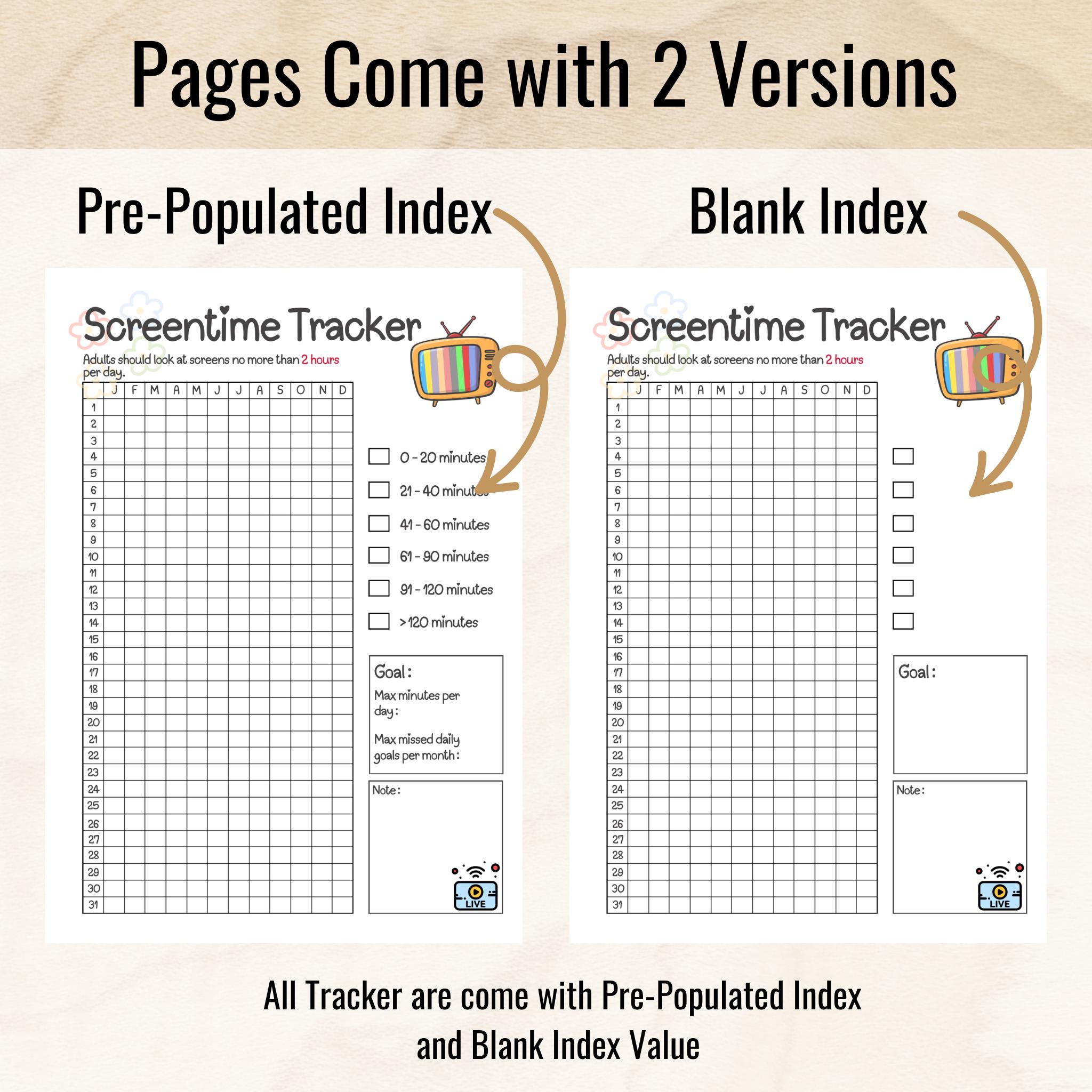 Screen Time Tracker: Printable Digital Balance, Time Management Sheet ...