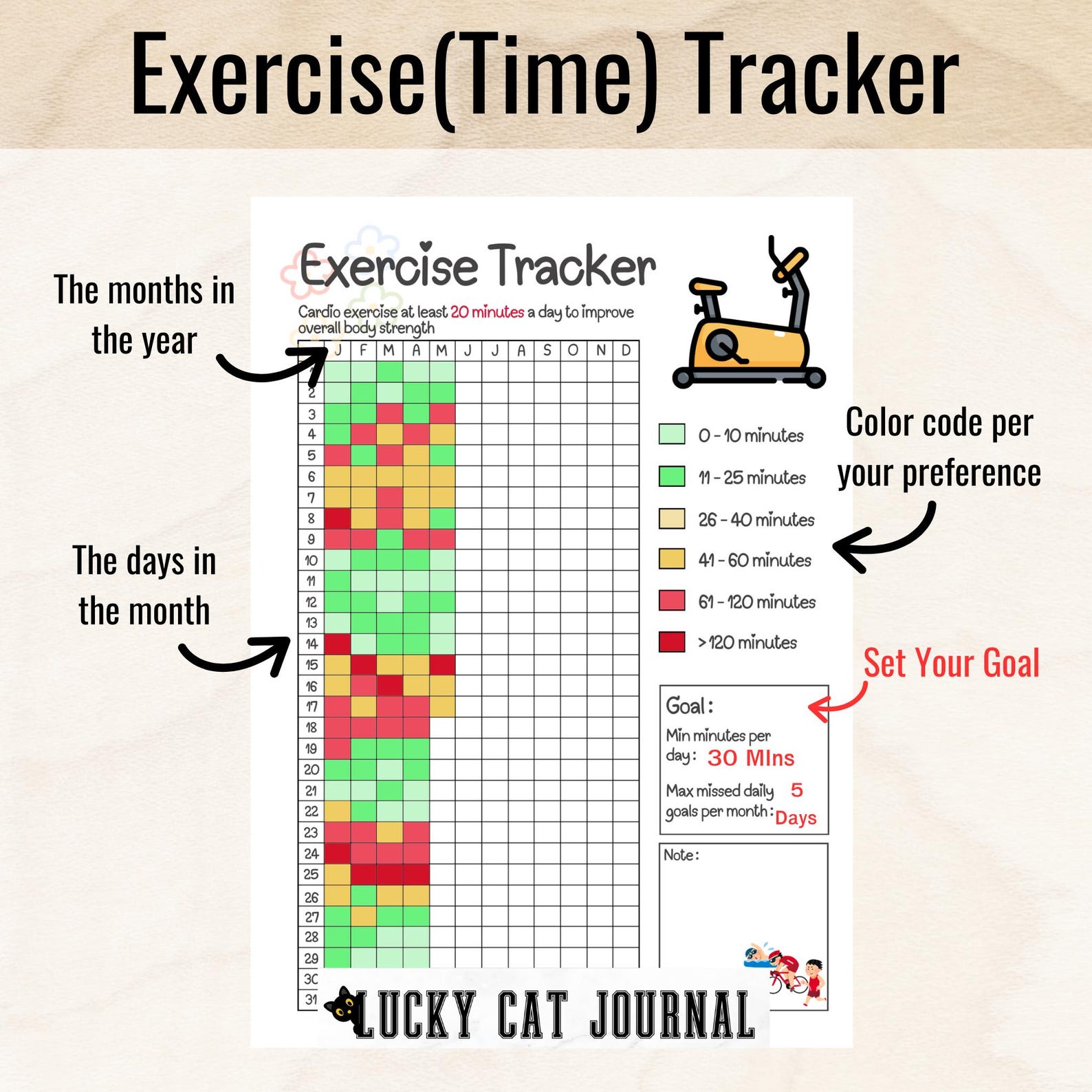 Exercise Tracker, Exercise Time Tracker, Cardio Tracker, Workout ...