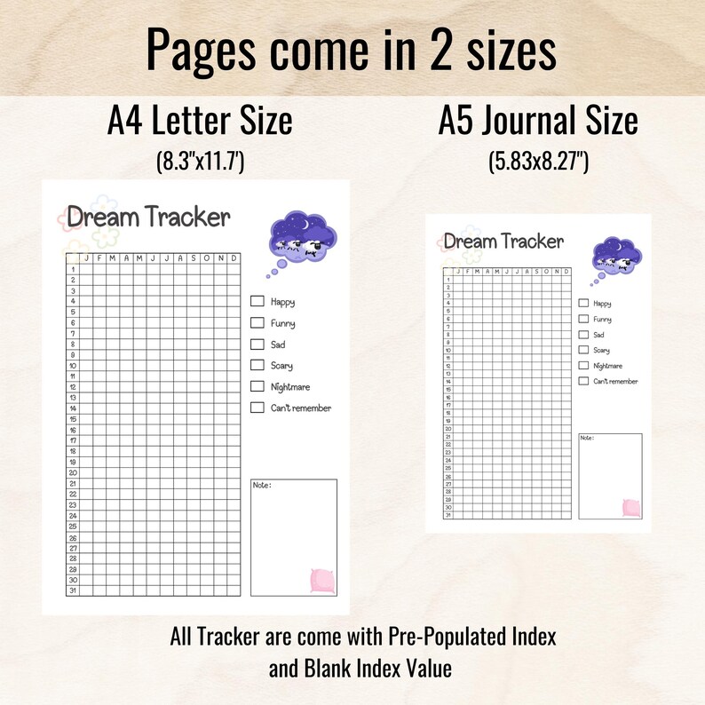 Dream Tracker, Sleep Tracker, Printable Planner Page, Dream Log, Dream ...