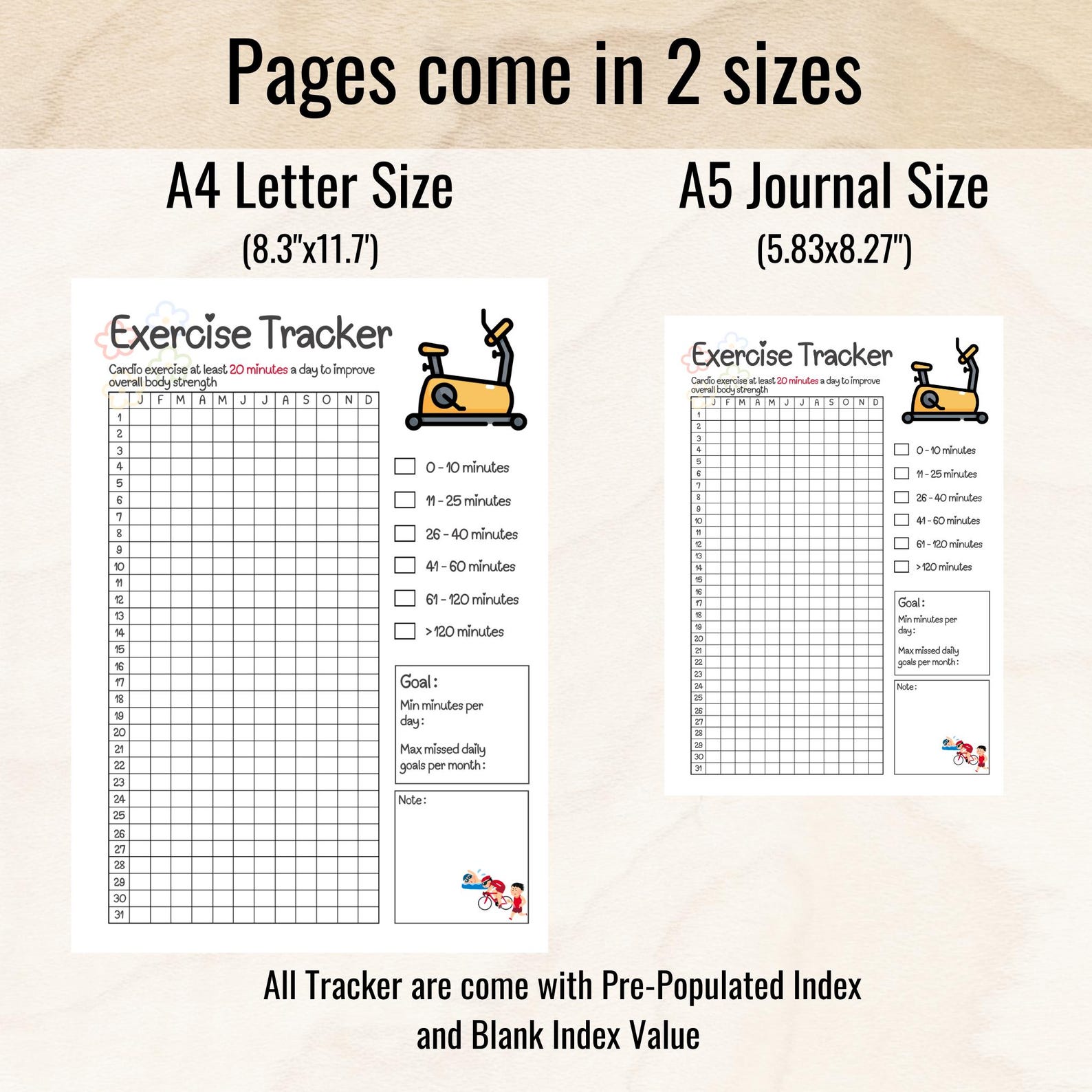 Exercise Tracker, Exercise Time Tracker, Cardio Tracker, Workout ...
