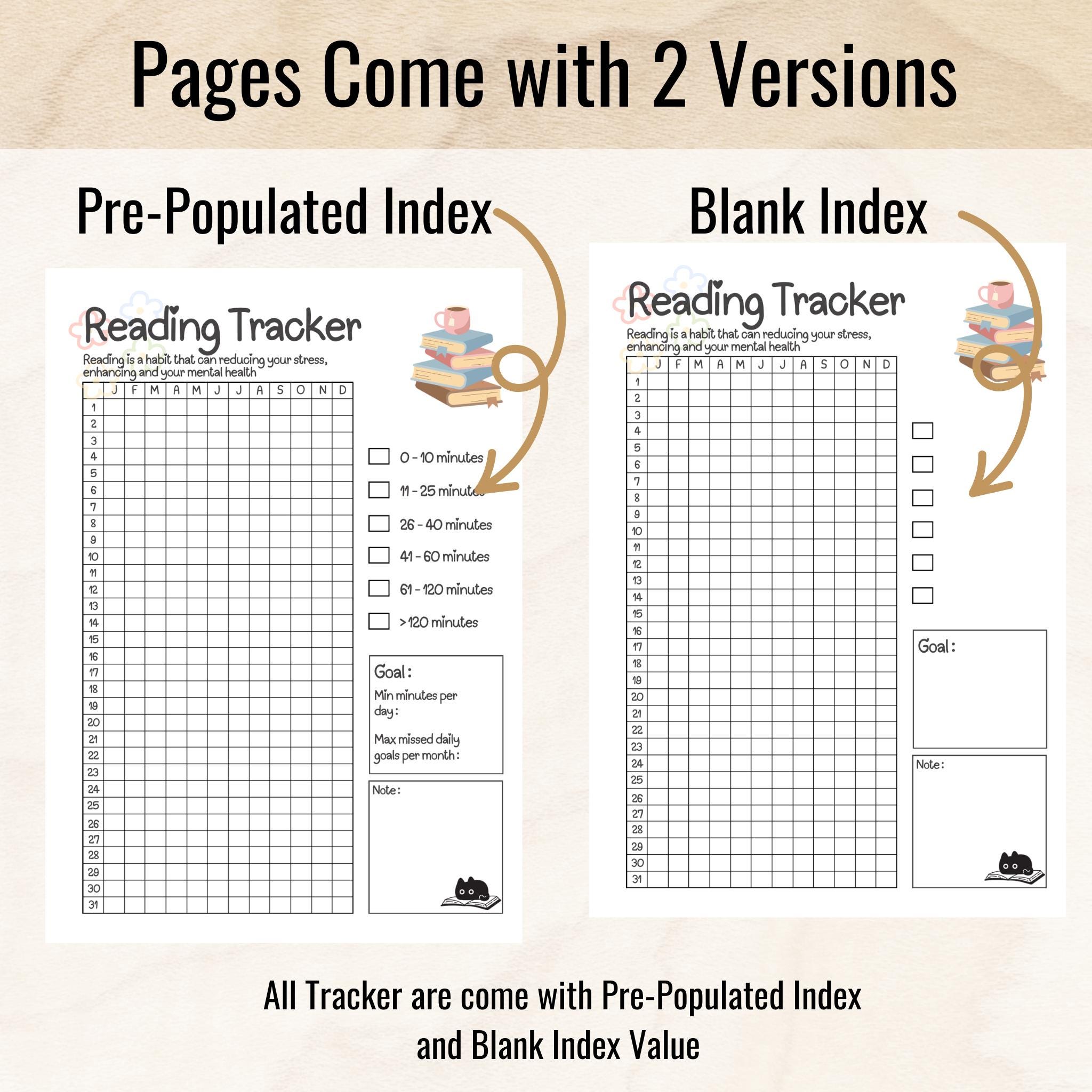 Reading Tracker: Printable Reading Log, Time Management Journal - Etsy