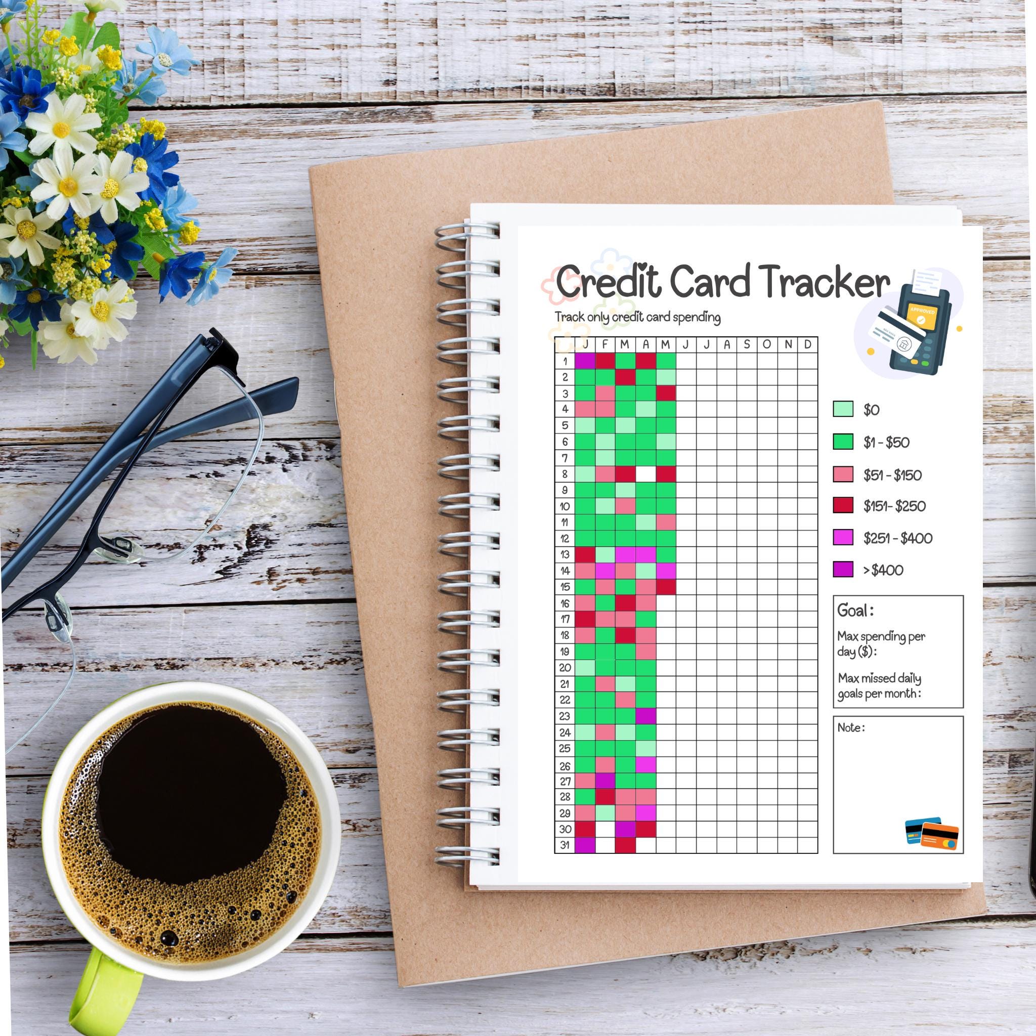 Credit Card Spending Tracker: Printable Financial Planner, Expense Log ...