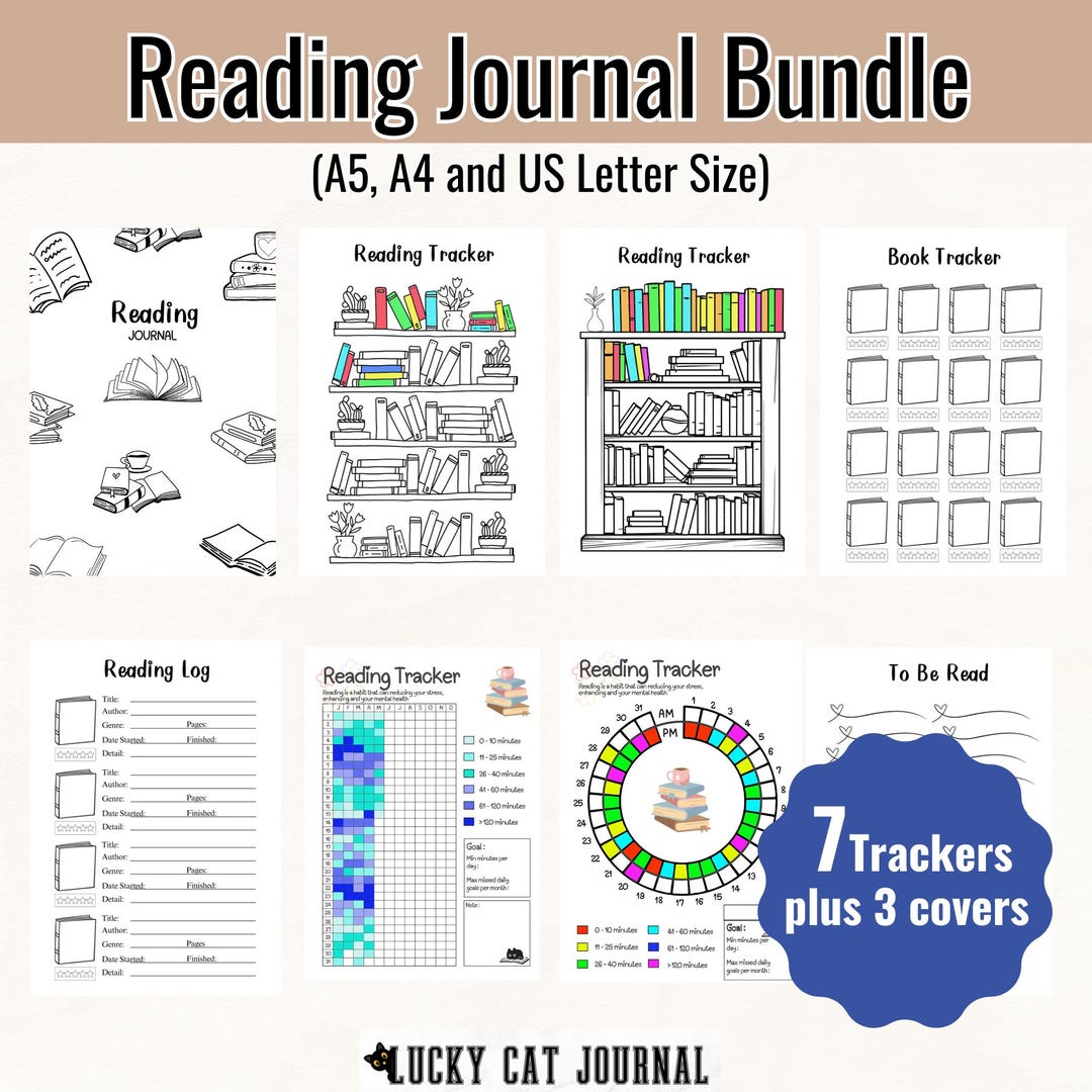READING JOURNAL BUNDLE, 2025 Reading Tracker, Kids Reading Tracker ...