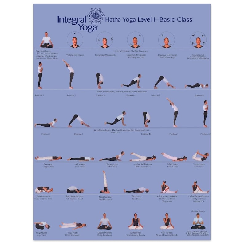 Integral Yoga Hatha Level 1 Asana Chart - Gallery Art Panel - Etsy