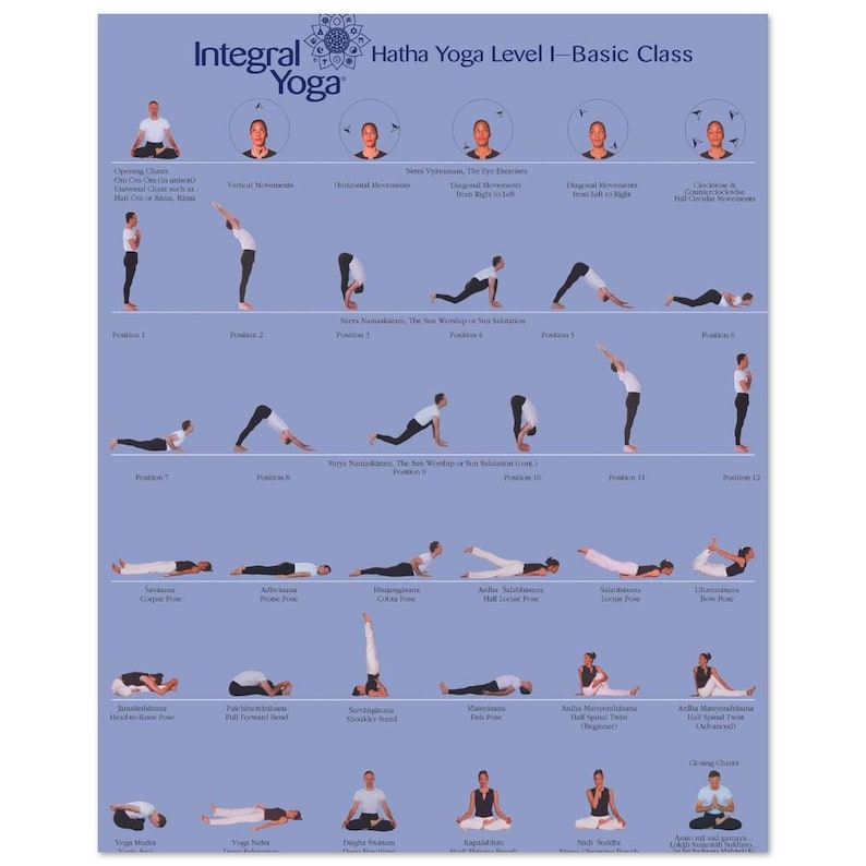 Integral Yoga Hatha Level 1 Asana Chart - Gallery Art Panel - Etsy