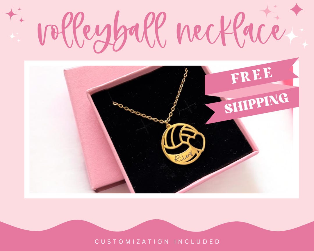 Personalized Volleyball Necklace | Custom Name Pendant | Stainless ...
