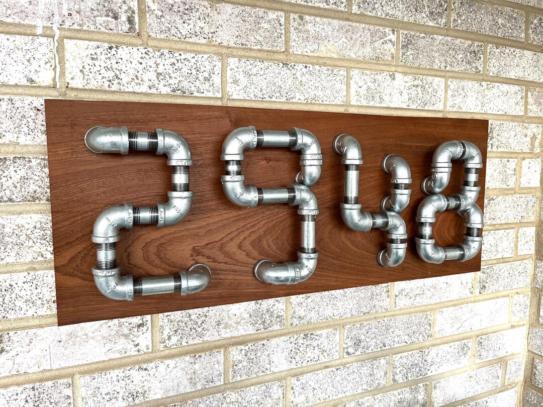 Industrial House Number Sign Steel Pipe Address Plaque Personalized ...