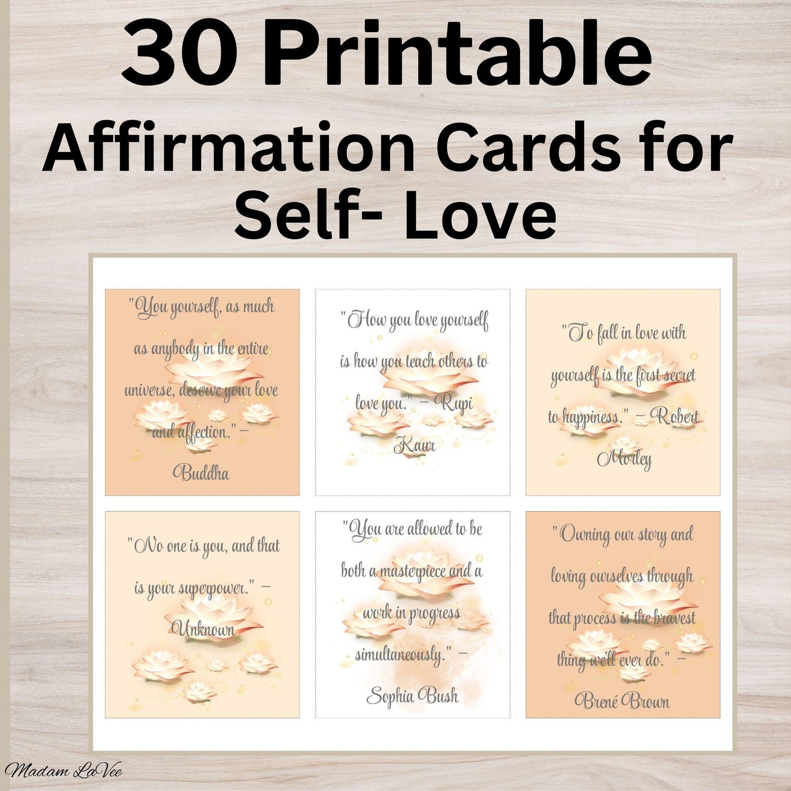 30 Printable Self-love Affirmation Cards Transform Your Mindset & Boost ...