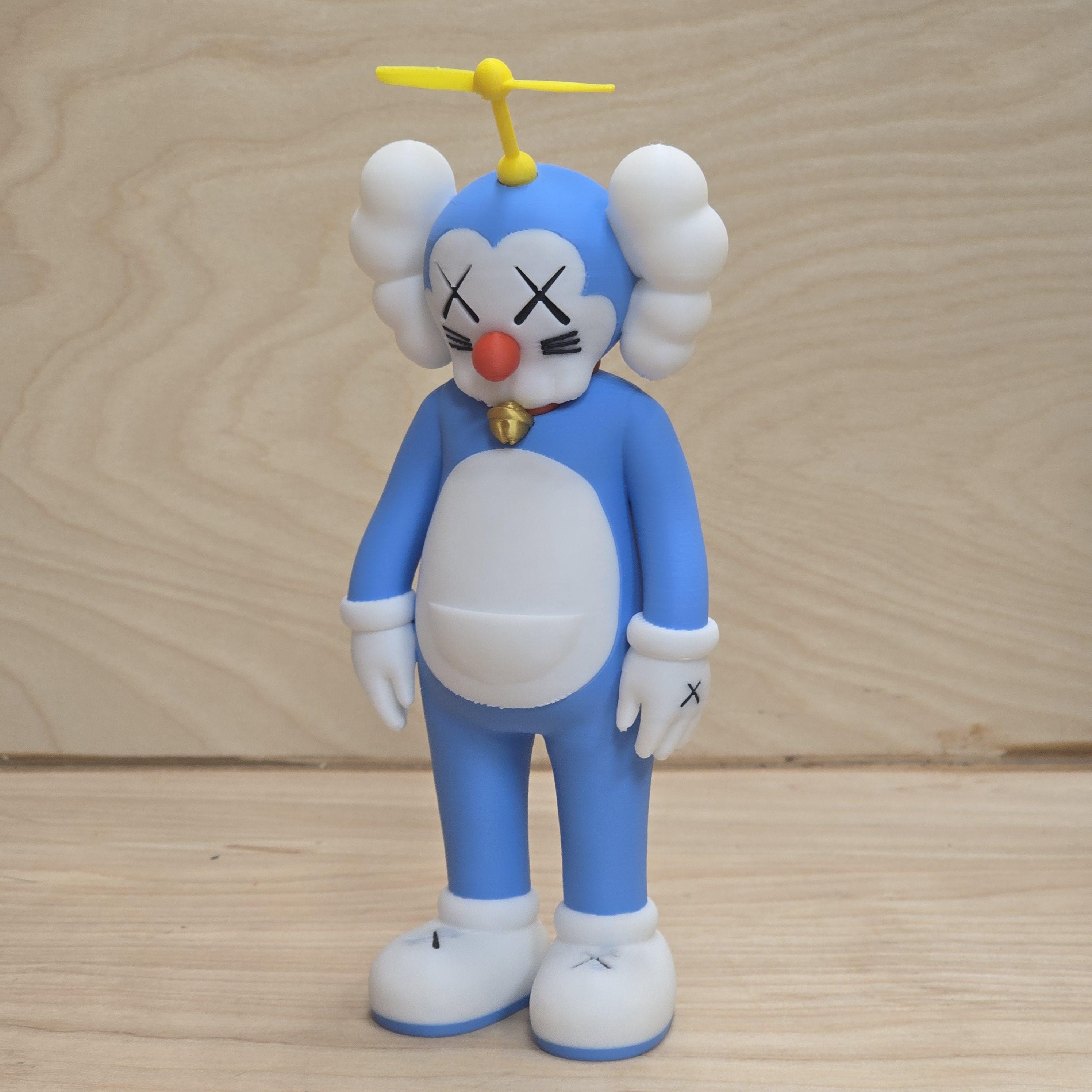 3D Printed Blue Cat Doramon Toy Figurine: Unique "caws" Inspired Design ...