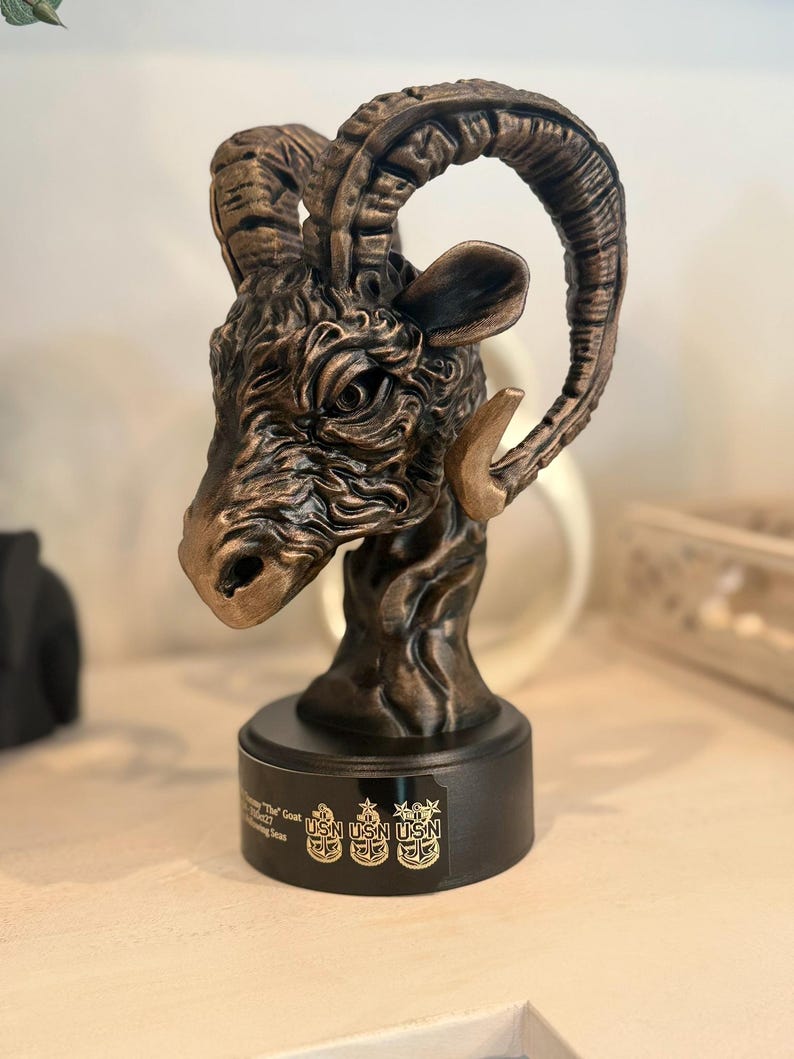 Custom Navy Chief Goat Head Sculpture: Hand-painted USN Retirement Gift ...
