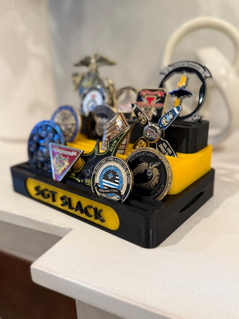 Personalized 3-tier Challenge Coin Display: Military Coin Holder ...