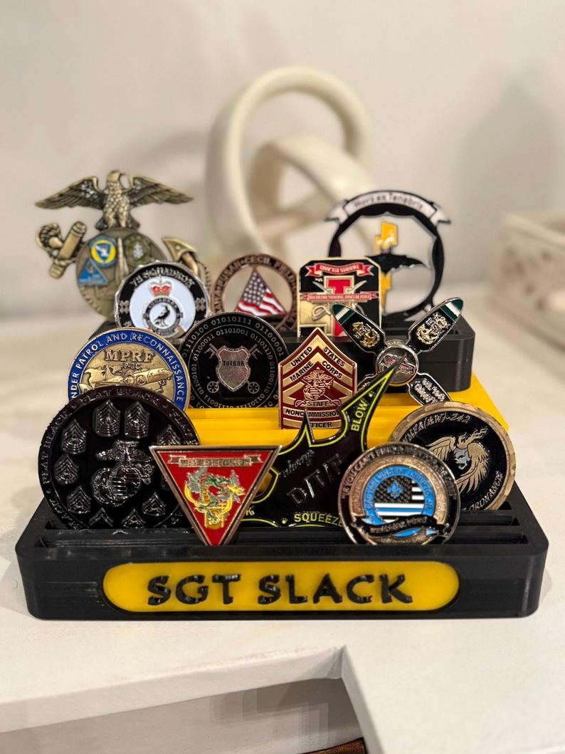 Personalized 3-tier Challenge Coin Display: Military Coin Holder ...