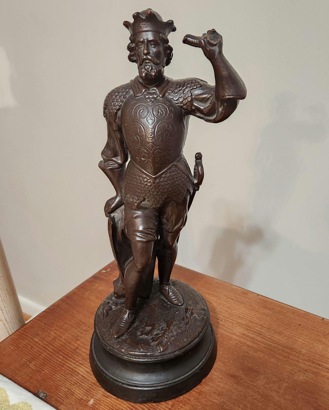Antique Warrior Cavalier Musketeer Figurine Statue Sword Shield ...