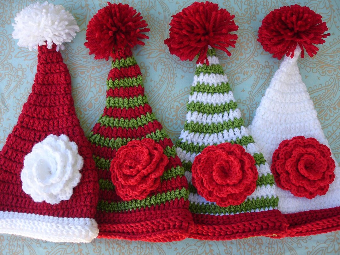 Santa Hat With a Flower in Four Styles - Etsy