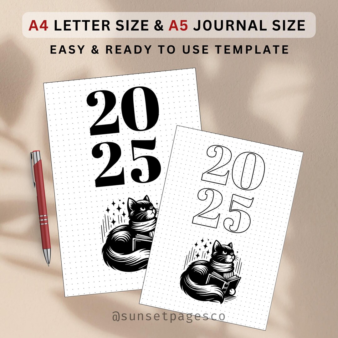 2025 Bullet Journal Cover Page Printable Journal 2025 Bujo A4 & A5 ...