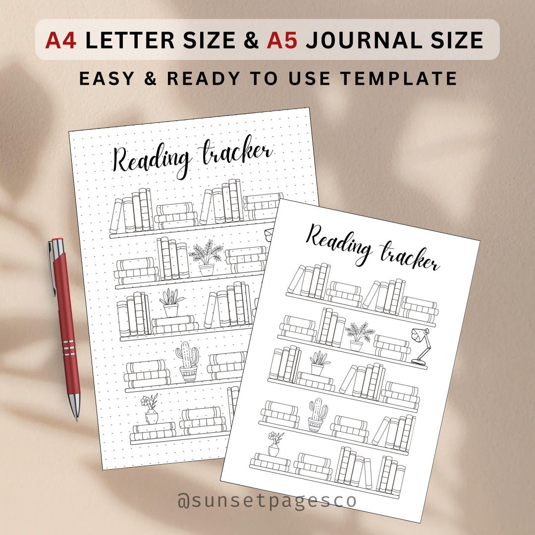 Bookshelf Reading Tracker Printable, A4 A5 Journal (PDF Download) - Etsy