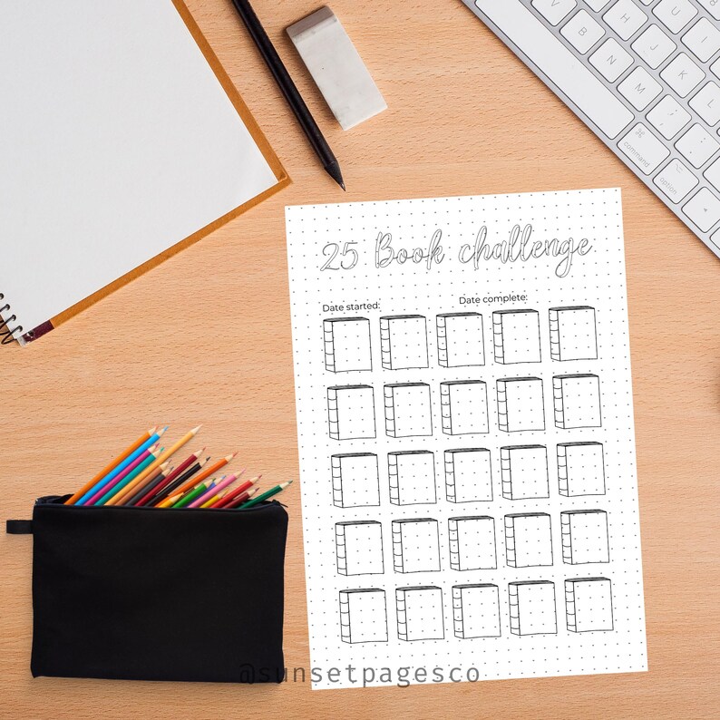 25 Book Challenge Tracker - Printable Reading Log (A4 & A5 Digital ...