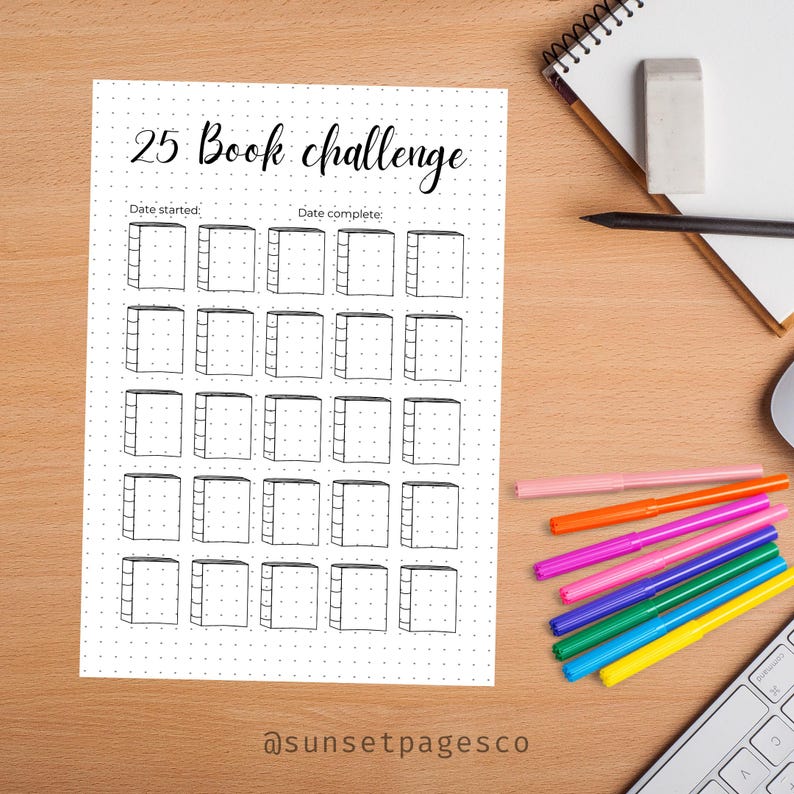 25 Book Challenge Tracker - Printable Reading Log (A4 & A5 Digital ...