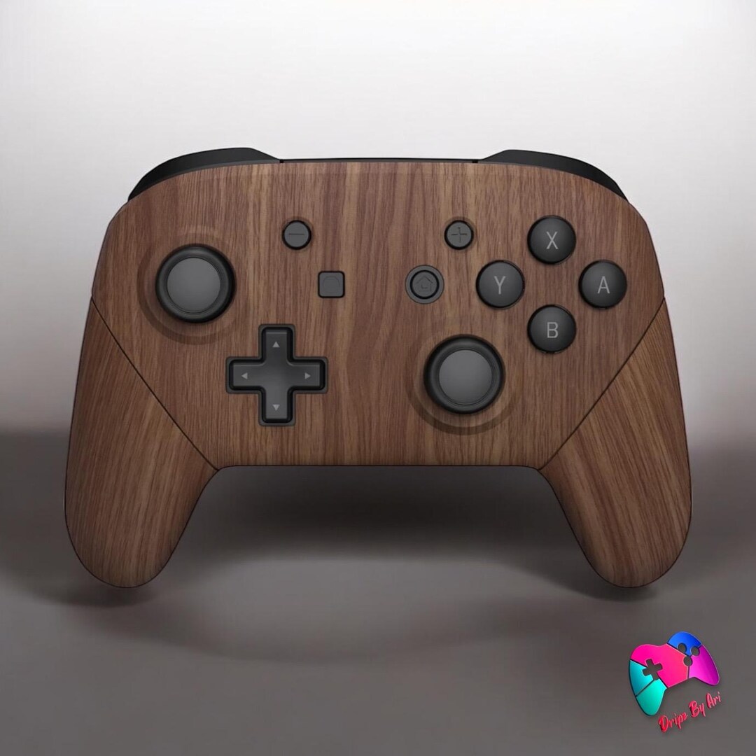 Custom Nintendo Switch Pro Soft Touch Controller | Brown Woodgrain ...