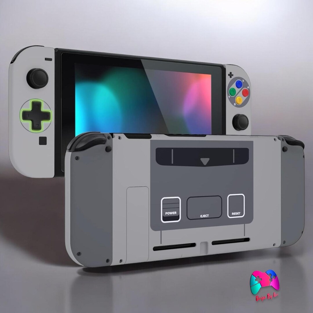 Custom Nintendo Switch Joy-con Controllers and Back Plate Retro SNES ...
