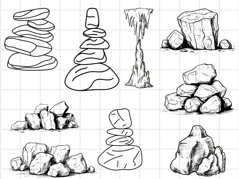 Pile of Stones SVG Bundle,pile of Rocks Svg,pile of Stones Vector,stack ...