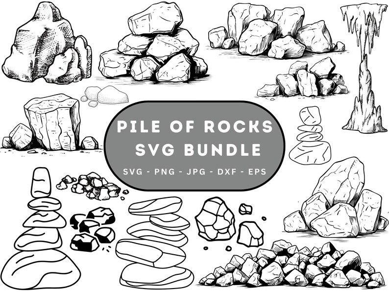 Pile of Stones SVG Bundle,pile of Rocks Svg,pile of Stones Vector,stack ...