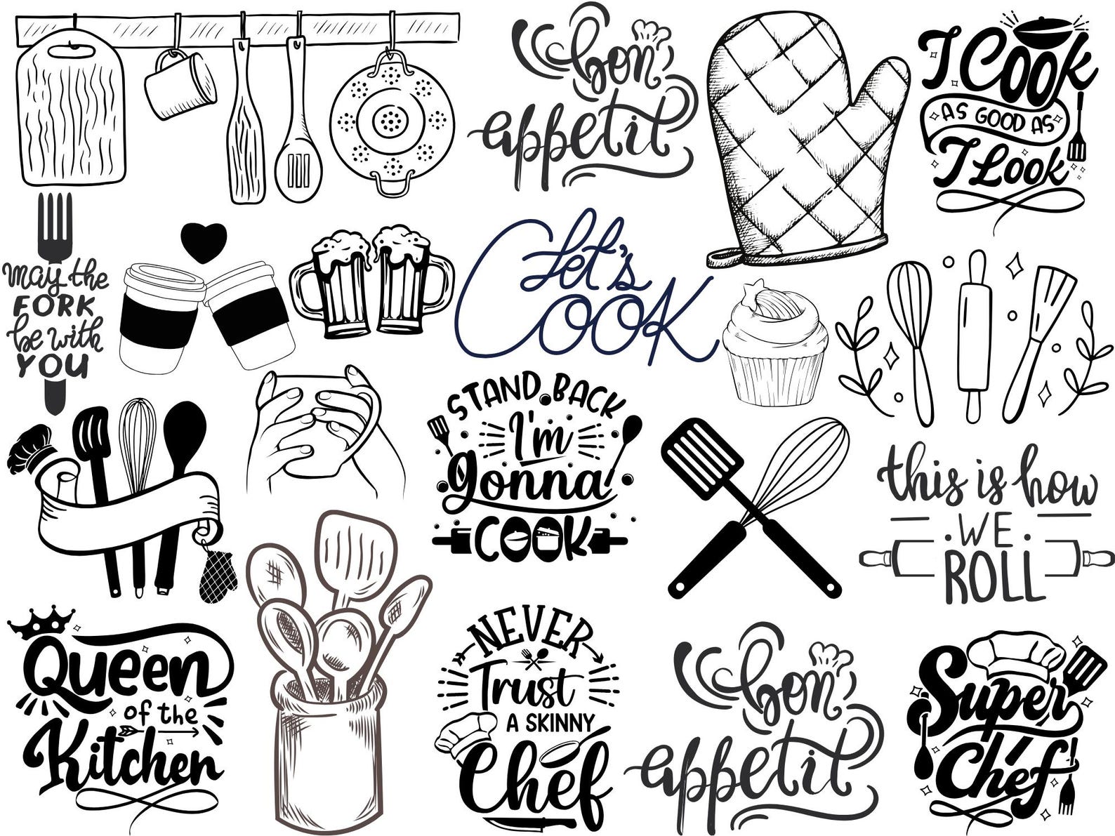 Kitchen Monogram Svg Bundle Kitchen Monogram Frames Bundle Cooking Svg