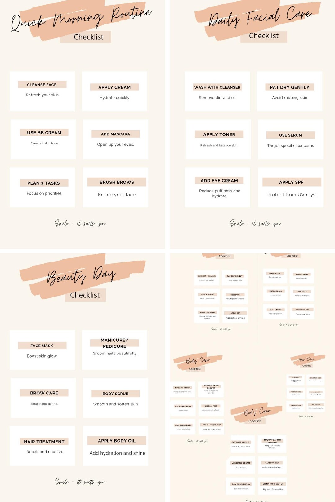 Self-care Essentials: Checklists for Radiance and Relaxation Set of 5 ...