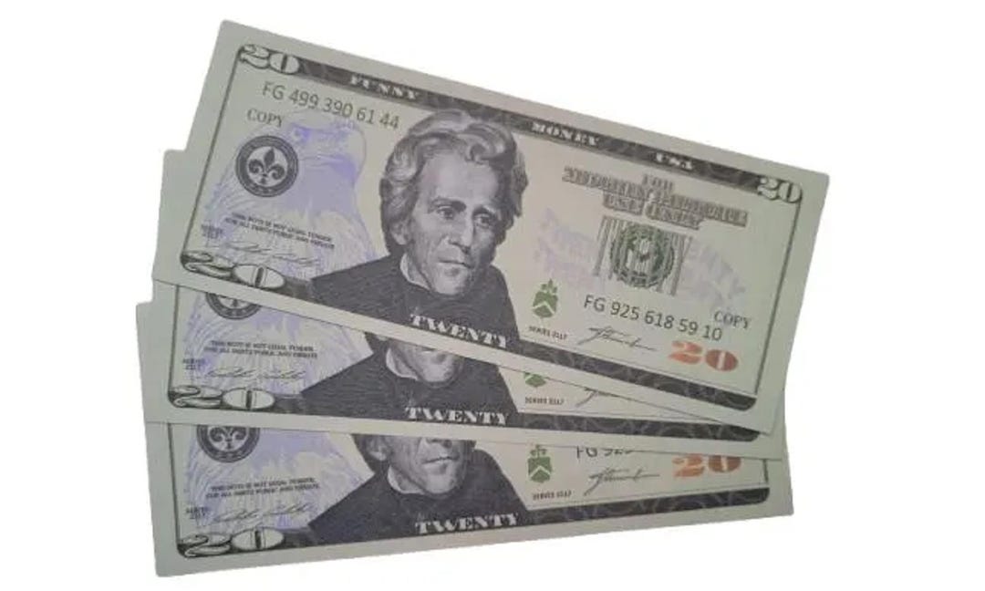 20 USD Prop Money. Realistic Fake Money, Perfect for Decor, Learning ...