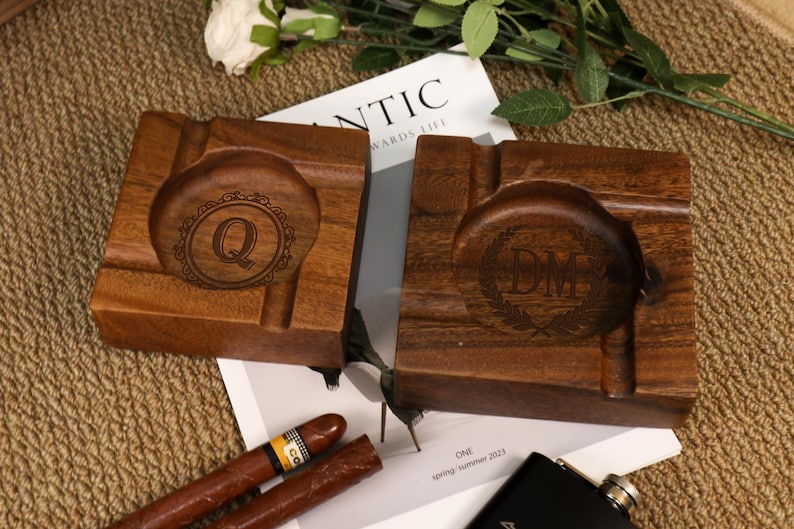 Custom Cigar Walnut Ashtray, Cigar Accessories, Groomsmen Gifts ...