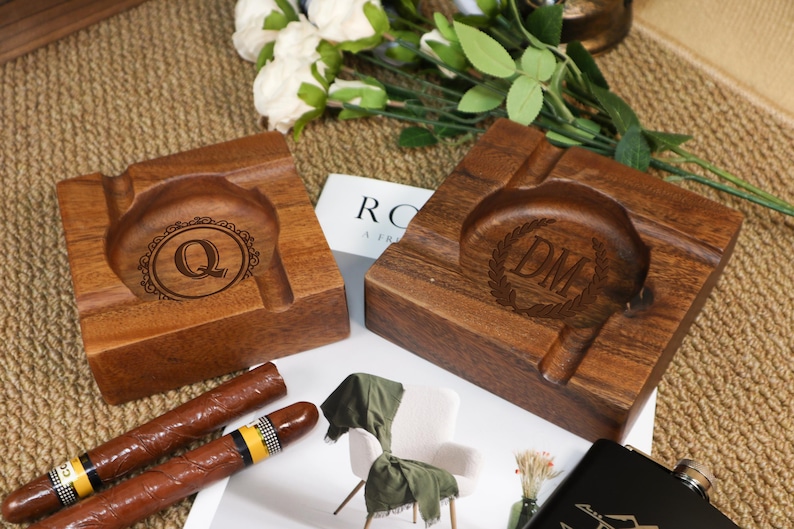 Custom Cigar Walnut Ashtray, Cigar Accessories, Groomsmen Gifts ...