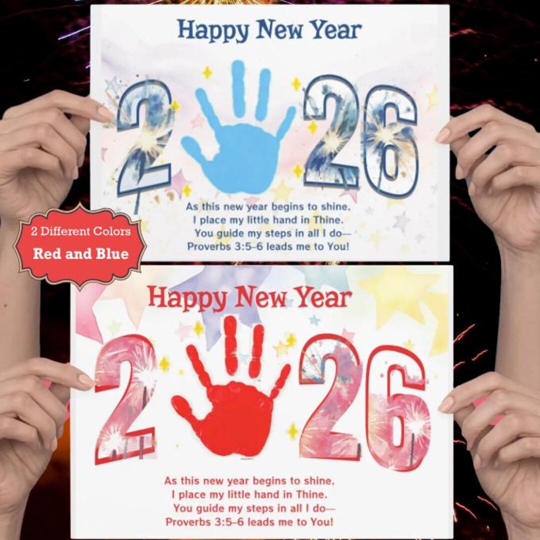 Manualidad de Año Nuevo para niños 2026 con huella de mano / Actividad ...